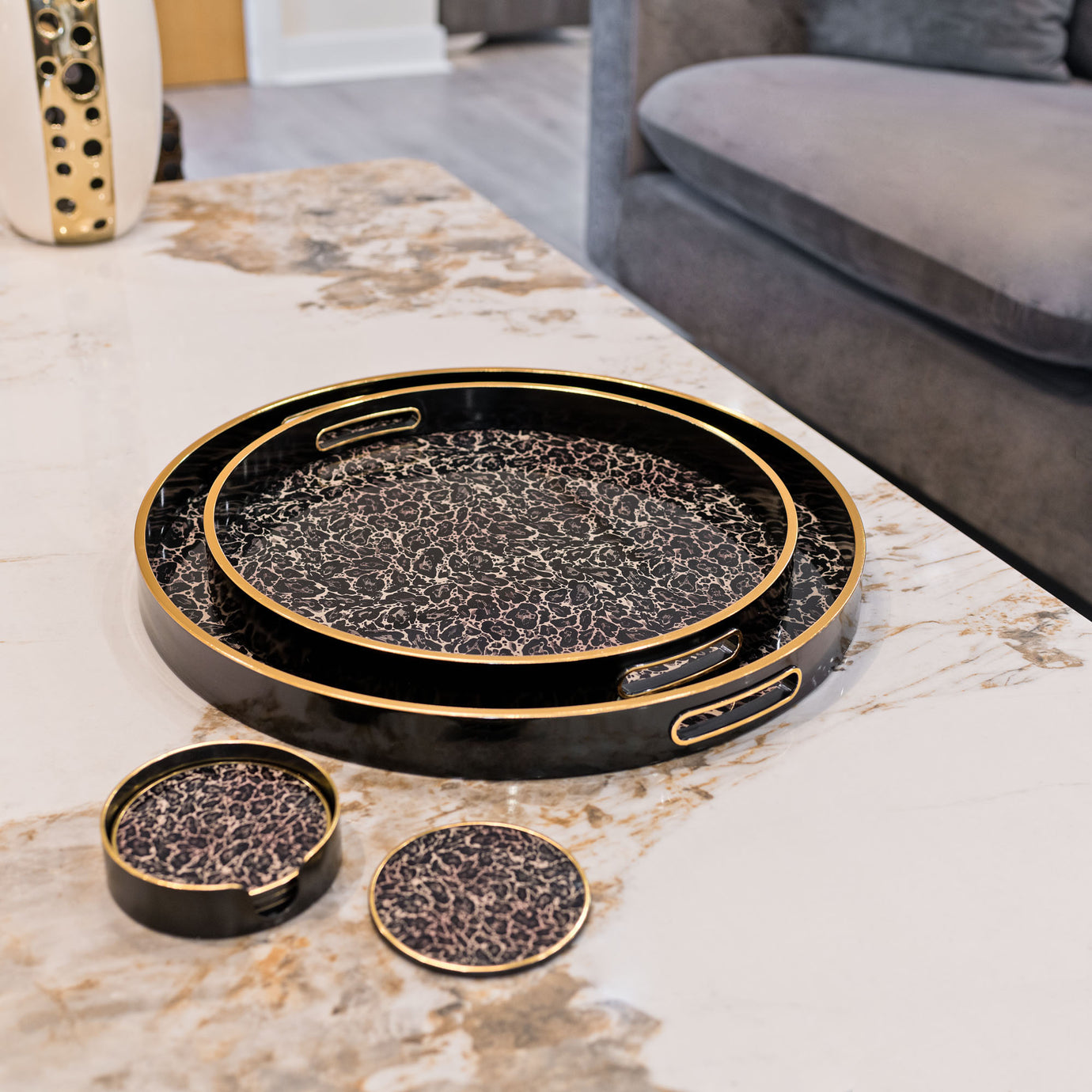 Roxy Leopard Circular Serving Trays – Black Sheep Interiors