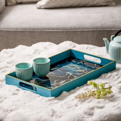Set of 2 Teal Blue Rectangular Trays – Black Sheep Interiors